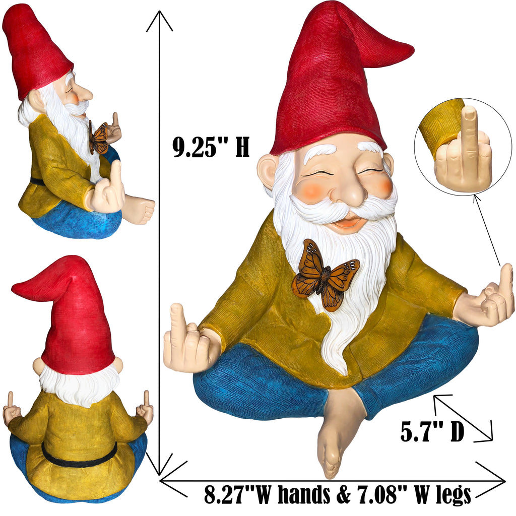 ️ Garden Zen Gnome Statue, finger Gnome 9 inch Outdoor House Decor ...