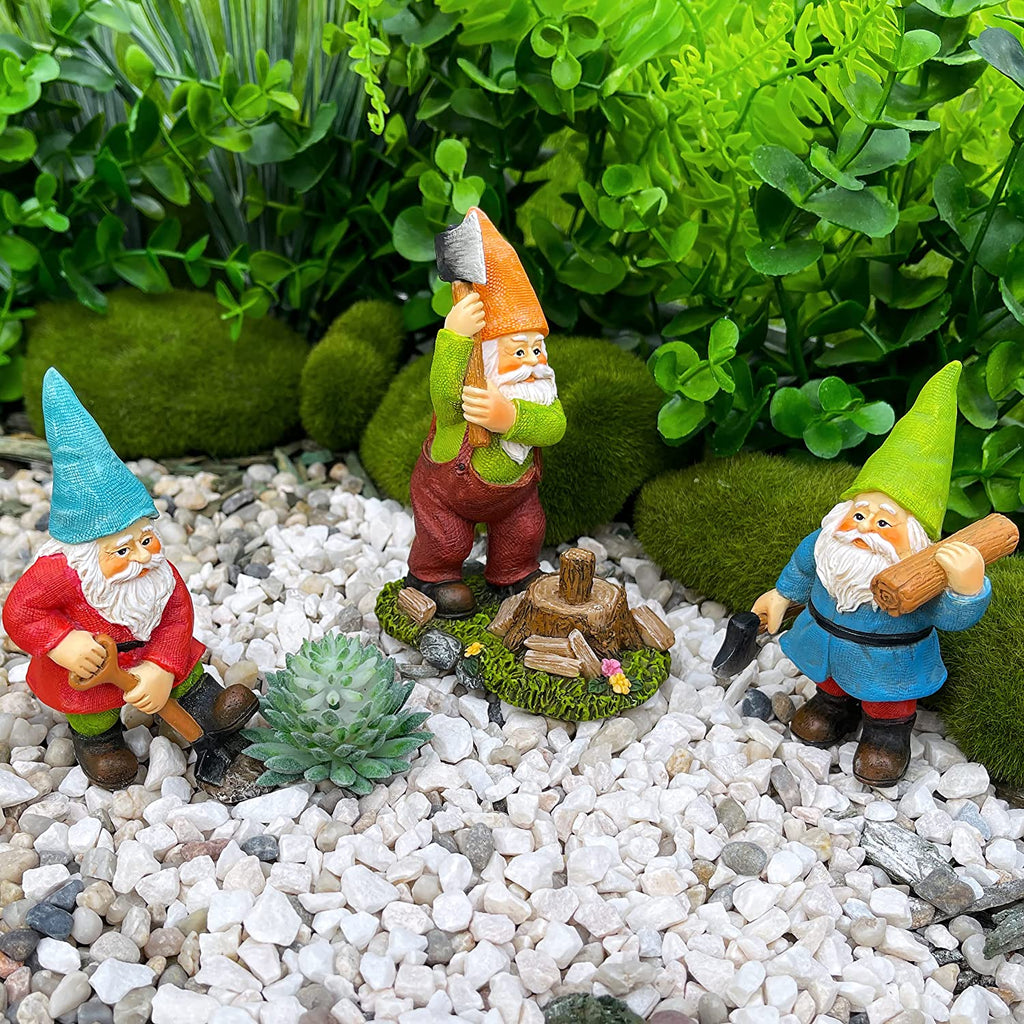 Miniature Garden Gnomes - Working Gnomes Kit of 3 pcs - Figurines and ...